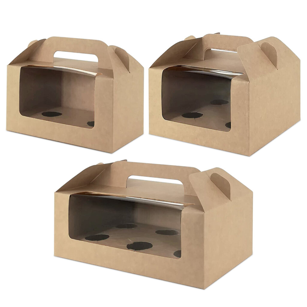 L-Shaped Window Cupcake Box with Handle [6 Cavity] — Store Age